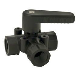 3/8" Hose Barb Series 639 Polypropylene 3-Way Ball Valve with EPDM ...